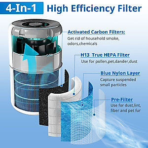 AP0601 Air Purifier Replacement Filter for AIRTO, 4 Stage H13 True HEPA Filter, AP0601-RF Filters 2 Pack