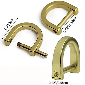 Gold D Rings for Purses,D-Ring with Screw for Crossbody Bag Purse Craft,4 Sets (Interior-1.6cm)