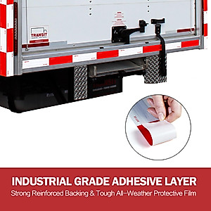 LEORAY DOT-C2 Reflective Tape, DOT Reflective Tapes 2" x200 Feet Waterproof Red and White Adhesive Reflector Tape for Trailer Cars Trucks Outdoor