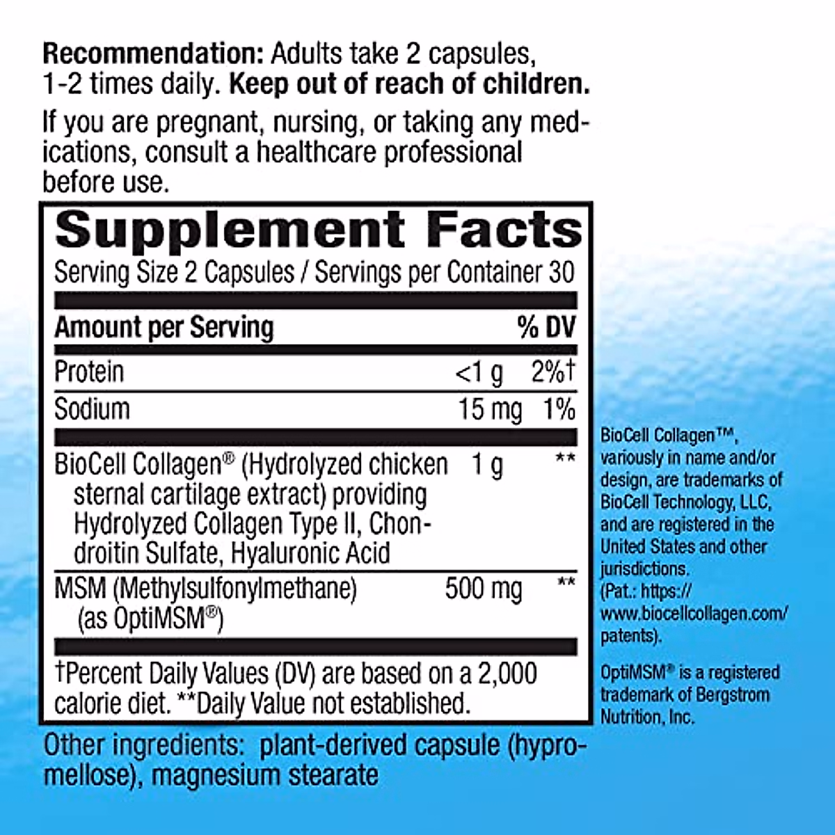 Nature's Way Hydraplenish with Patented BioCell Collagen & OptiMSM for Healthy Hair, Skin, and Nails*, 60 Capsules