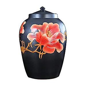TUU Retro Rice Dispenser Ceramic Large Capacity Sealed Cereal Storage Container with Lid Grain Dispenser Suitable for Kitchen Soybean, Corn, Flour, Sugar, Rice, Nuts, Snacks, Pet Food