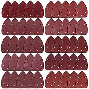 AUSTOR 50 Pieces Mouse Sanding Pads Detail Sander Sandpaper Sanding Paper Sheets Hook and Loop Assorted 40/60/ 80/100/ 120/180/ 240/320/ 400/800 Grits