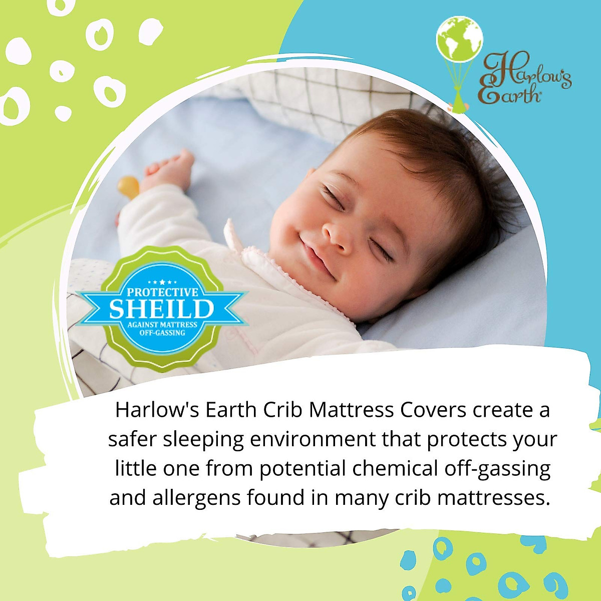 Harlow's Earth Protective Porta Crib Waterproof Mattress Cover, Waterproof, Safe Sleep Protection from Toxic Mattress Off Gassing, Impermeable Barrier Between Chemicals and Your Baby