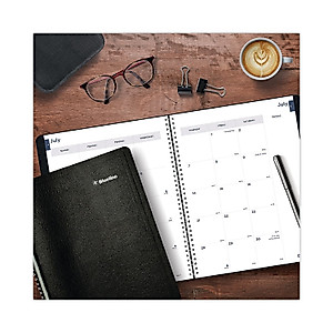 Blueline Essential Academic Monthly Planner, 14 Months, July 2023 to August 2024, Twin-Wire Binding, Soft Vicuana Cover, 11" x 8.5", Black (CA701.BLK-24)