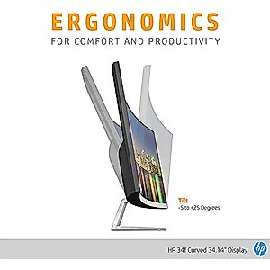 HP 34f 34” Curved Monitor with AMD FreeSync Technology | Ultra-Wide Quad HD Resolution (3440 × 1440p), IPS Display, and 3-Sided Low Bezel, 1-Yr Warranty (6JM50AA)