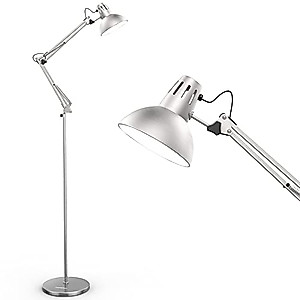 LEPOWER Floor Lamp, Swing Arm Floor Standing Lamp, Industrial Floor Lamp with Heavy Metal Base, E26 Lamp Base Floor Light, Modern Standing Reading Lamp for Living Room, Bedroom, Study Room, Office