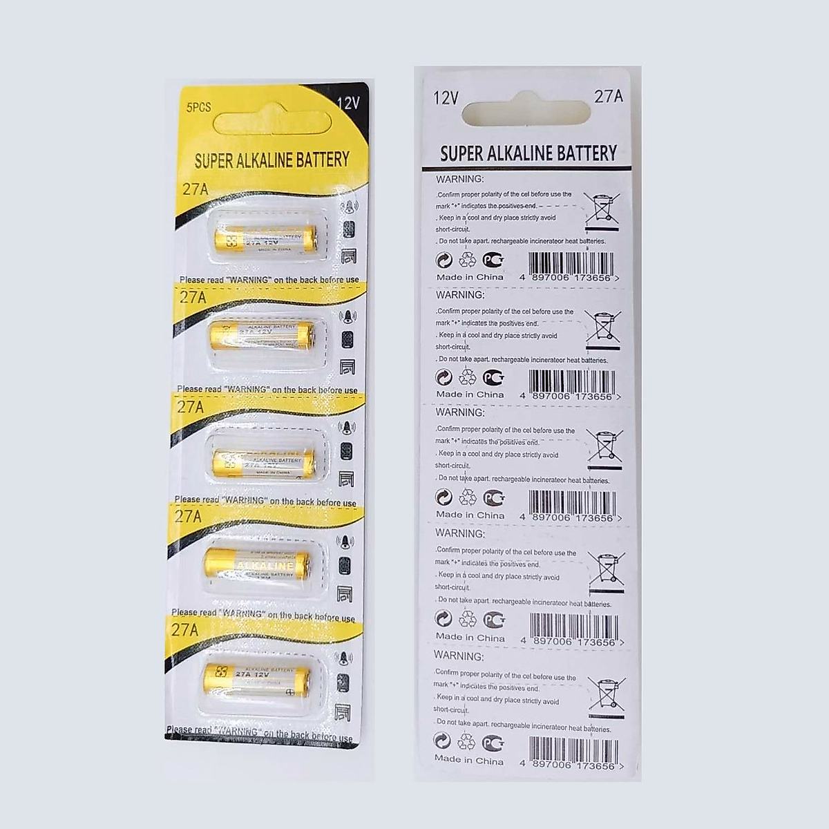 Cotchear 5Pcs 12V 27A Alkaline Battery 27A 12 Volt Batteries 27A 12V 21/23 E23A Alkaline Batteries