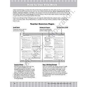 Evan-Moor Daily 6-Trait Writing, Grade 4 Homeschooling & Classroom Resource Workbook, Reproducible Worksheets, Teaching Edition, Lesson Plans, Ideas, Organization, Word Choice, Sentence Fluency, Voice