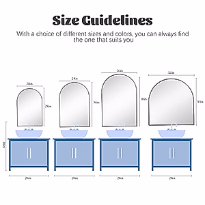 COFENY Arched Mirror, 20"x28" Black Bathroom Mirror with Metal Frame, Wall Mounted Mirrors Decor Modern Dresser Mirror for Bedroom Living Room Entryway