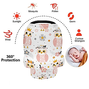 Nursing Cover Breastfeeding Scarf Pink Cute Owl Print- Baby Car Seat Covers, Stroller Cover, Carseat Canopy(8rh3c)