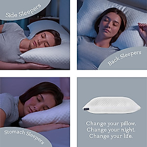 DreamyBlue Premium Pillow for Sleeping - Shredded Memory Foam Fill [Adjustable Loft] Washable Cover from Bamboo Derived Rayon - for Side, Back, Stomach Sleepers - CertiPUR-US Certified