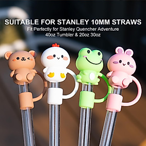 4Pcs 0.4in Diameter Cute Silicone Straw Covers Cap for Stanley Cup, Dust-Proof Drinking Straw Reusable Straw Tips Lids