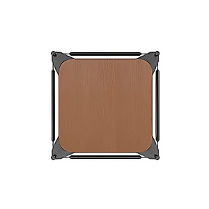 BizChair Commercial Grade 24" High Backless Black Metal Indoor-Outdoor Counter Height Stool with Teak Poly Resin Wood Seat