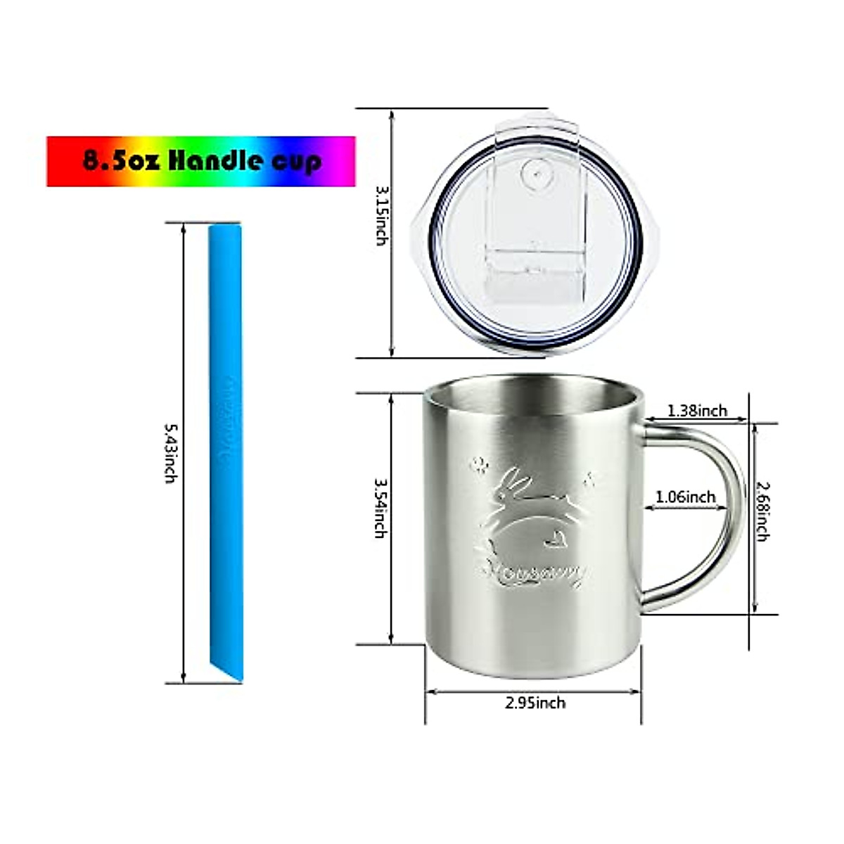 Housavvy 10 Oz Kids Stainless Steel Cups with Straws and Lids,Insulated Spill Proof Toddler Cups with Handle,Fun Kids Smoothie Tumblers BPA Free Baby Sippy Cups for Toddlers Easy Cleaning