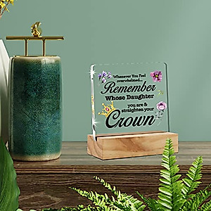 Inspirational Daughter Gift Acrylic Desk Sign Decoration Plaque Remember Whose Daughter You are Desk Sign Keepsake Home Office Room Desk Decor