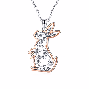 OHAYOO Rabbit Necklace for Women Cute Bunny Animal Necklace 925 Sterling Silver Jewelry Gifts for Women (A1-Bunny Secret Garden)