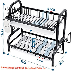 Dish Drying Rack (16.7"), Kitchen Organization Storage Shelf Stainless Steel Dish Drainer Rust-poof Dish Racks for Organizer Home Kitchen Counter with Drainboard, Utensil Holder, Cutting Board Holder