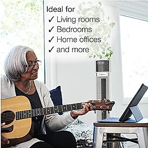 Lasko Works with Alexa Oscillating Tower Fan, Voice Controlled, 4 Quiet Speeds, Sleep Mode, Timer, Bedroom, Living Room, 48", White, T48401