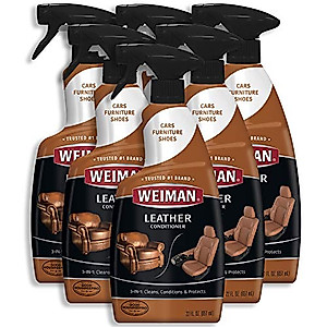 Weiman Leather Cleaner & Conditioner - 22 fl. oz. [6 Pack] Restores Leather Surfaces - UV Protectants Help Prevent Cracking or Fading of Leather Couches, Car Seats, Shoes, Purses