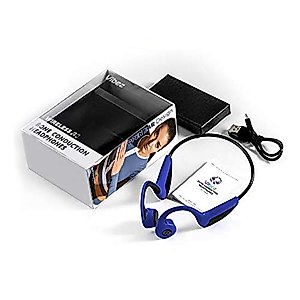 Vibez Bone Conduction Headphones Portable Open Ear Headset Wireless Bluetooth 5.0 Connectivity Sweat Resistant Sports Earphones with Microphone Volume Control for Running Hiking Driving Bicycling Blue