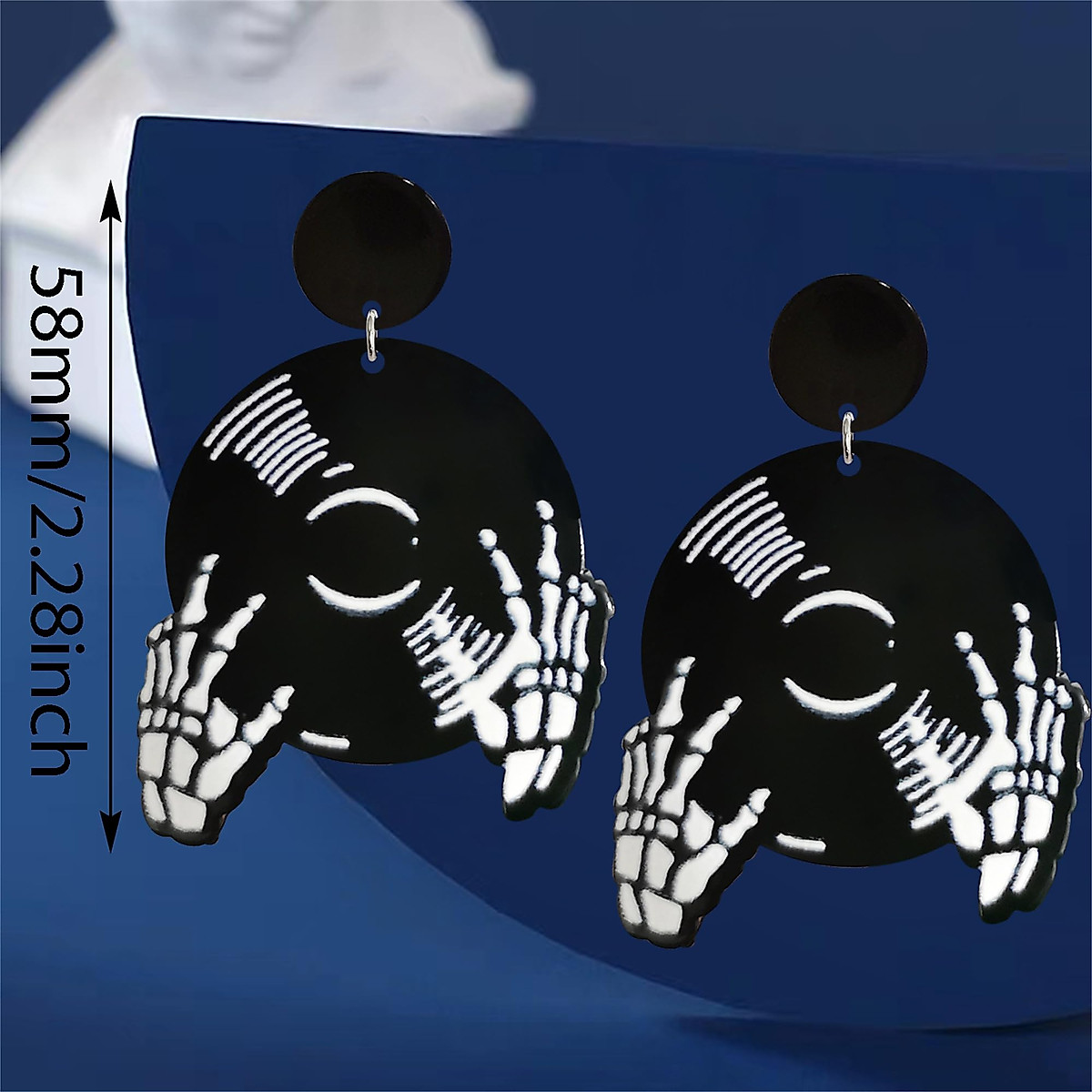 Unique Handmade Old School Vinyl Records Dangle Earrings for Women 1950's Rock 'N' Roll Women's Vinyl Record Stud Earrings for Retro 60's 70s Disco Party Statement Halloween Jewelry (Black)