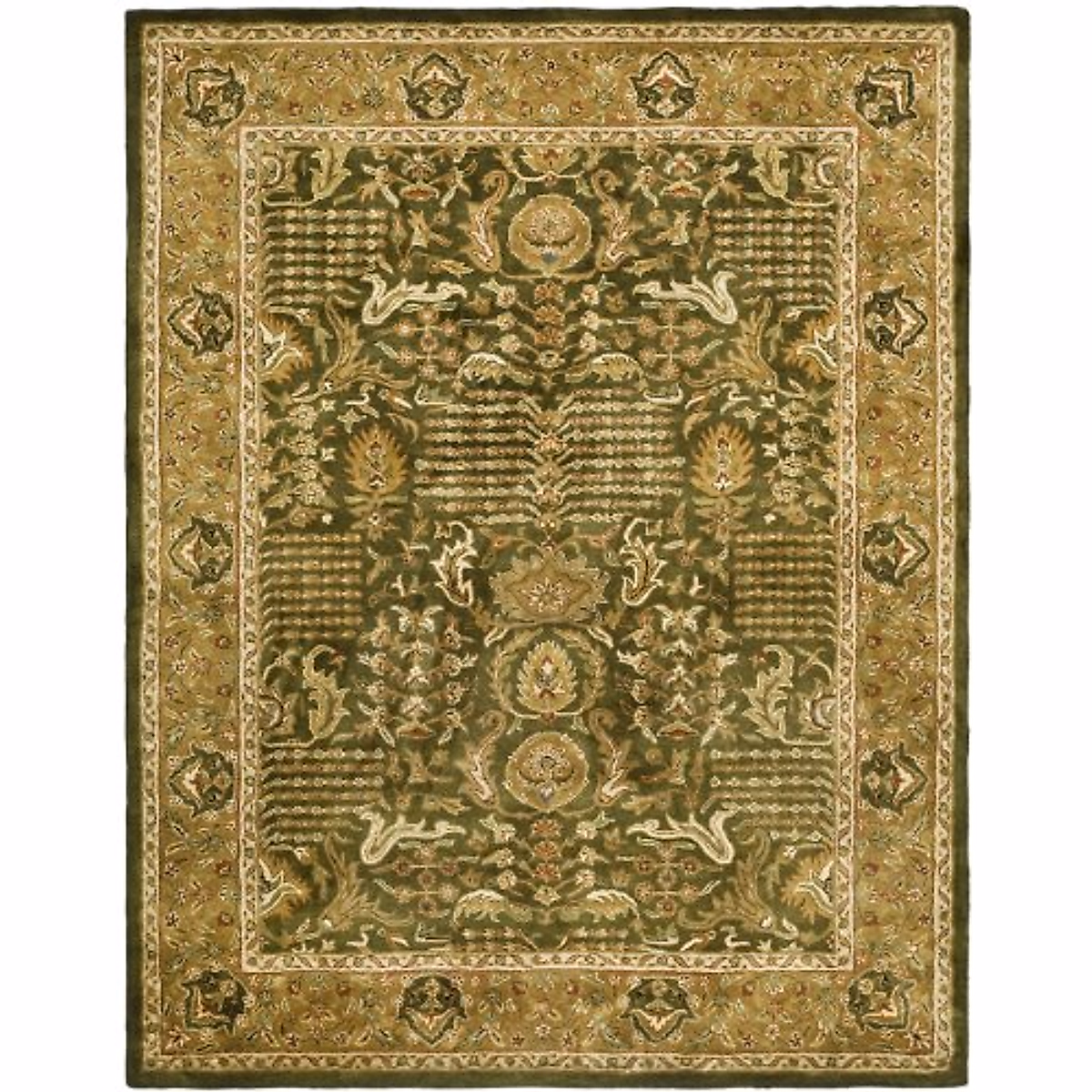 SAFAVIEH Classic Collection 8'3" x 11' Light Green / Gold CL764B Handmade Traditional Oriental Premium Wool Area Rug