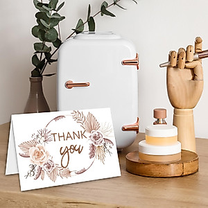 AnyDesign Boho Floral Thank You Cards Bulk 36 Pack Boho Rose Bouquets Note Cards with Envelope Stickers Flower Blank Cards for Wedding Bridal Shower Baby Shower Birthday Party, 4 x 6 Inch