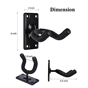 WOTLLA Guitar Wall Mount, Guitar Hanger Alloy Steel Guitar Wall Hangers for Acoustic Electric Guitar Banjo Bass Guitar, Gift for Guitar Players 4 Pcs