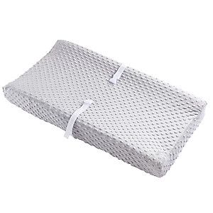 Solid Changing Table Pad Cover Cradle Sheet, Fits 32"/34''x16" Contoured Diaper Changing Pad, Ultra Soft Cozy Minky Dots Plush Changing Table Covers, Breathable Wipeable Removable (Grey)