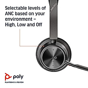 Poly - Voyager Focus 2 UC USB-C Headset (Plantronics) - Bluetooth Dual-Ear (Stereo) Headset with Boom Mic - USB-C PC/Mac Compatible - Active Noise Canceling - Works with Teams (Certified), Zoom & more