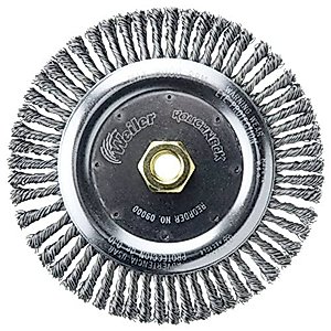 Weiler 09000 Roughneck 7" Root Pass Weld Cleaning Brush, .020" Steel Wire Fill, 5/8"-11 Unc Nut, Made in the USA, 56 Knots