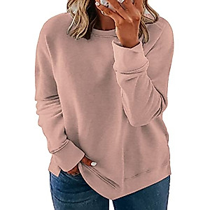 ROSRISS Plus-Size Sweatshirts for Women XL Long Sleeve Oversized Tops Crewneck Tunics 16W C-pink