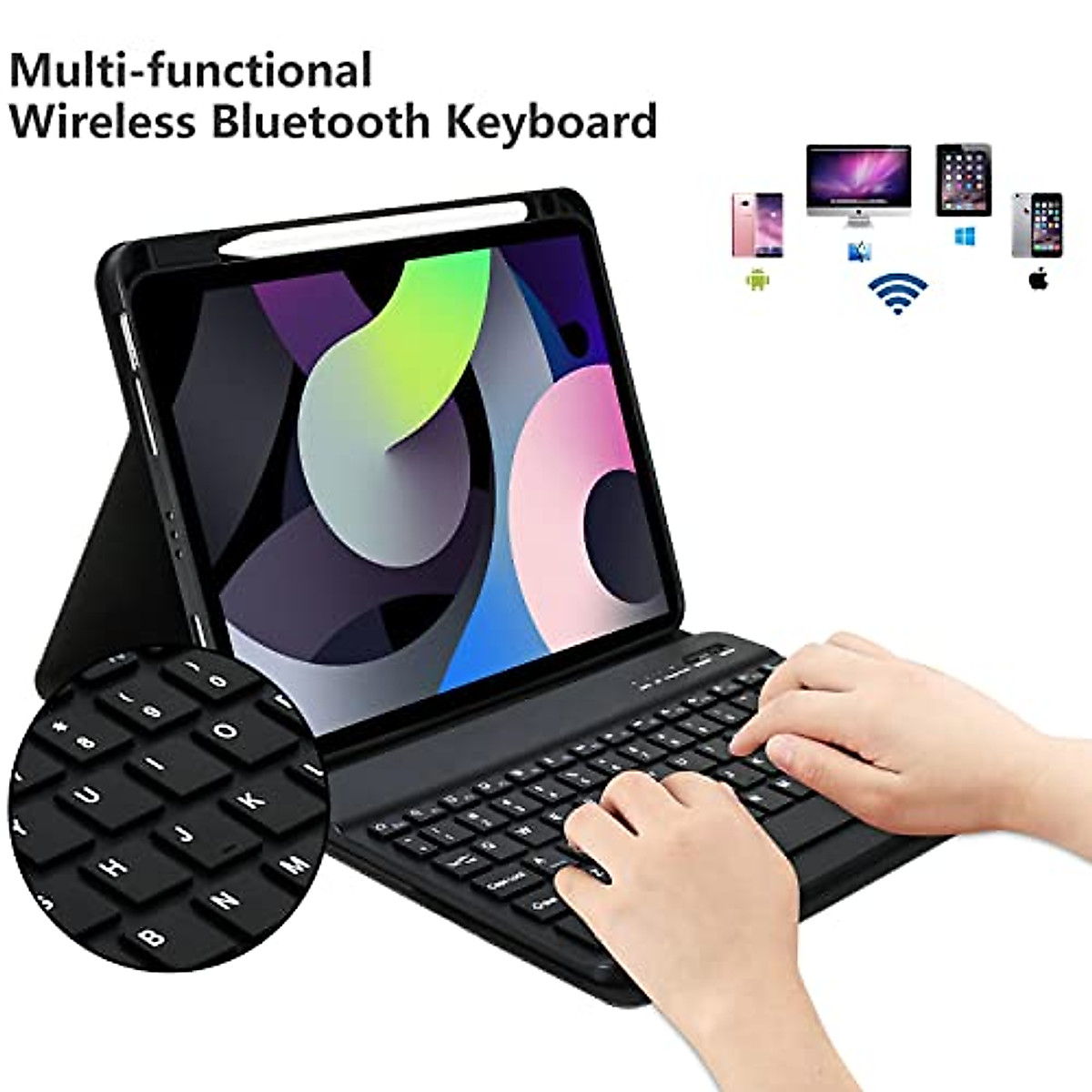 FUWANG iPad Pro 11 inch Case with Keyboard, iPad Air 5th/4th Generation Case with Keyboard, Detachable Keyboard with Pencil Holder Cover for iPad 11" (4th/3rd/2nd/1st Gen) Black 11 Keyboard