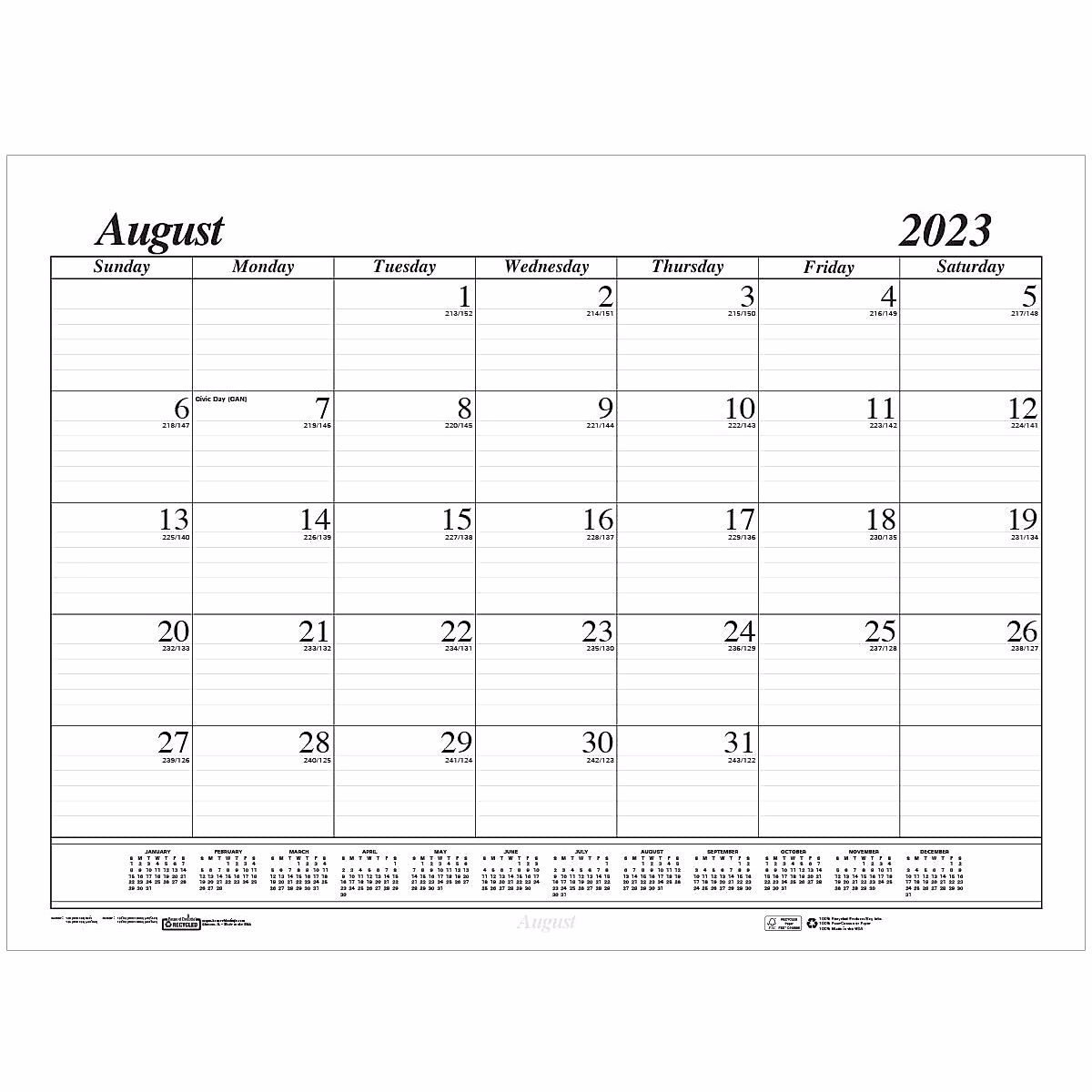 House of Doolittle 2023-2024 Monthly Desk Pad Calendar, Academic, 17 Month, 22 x 17 Inches, August - December (HOD12802-24)
