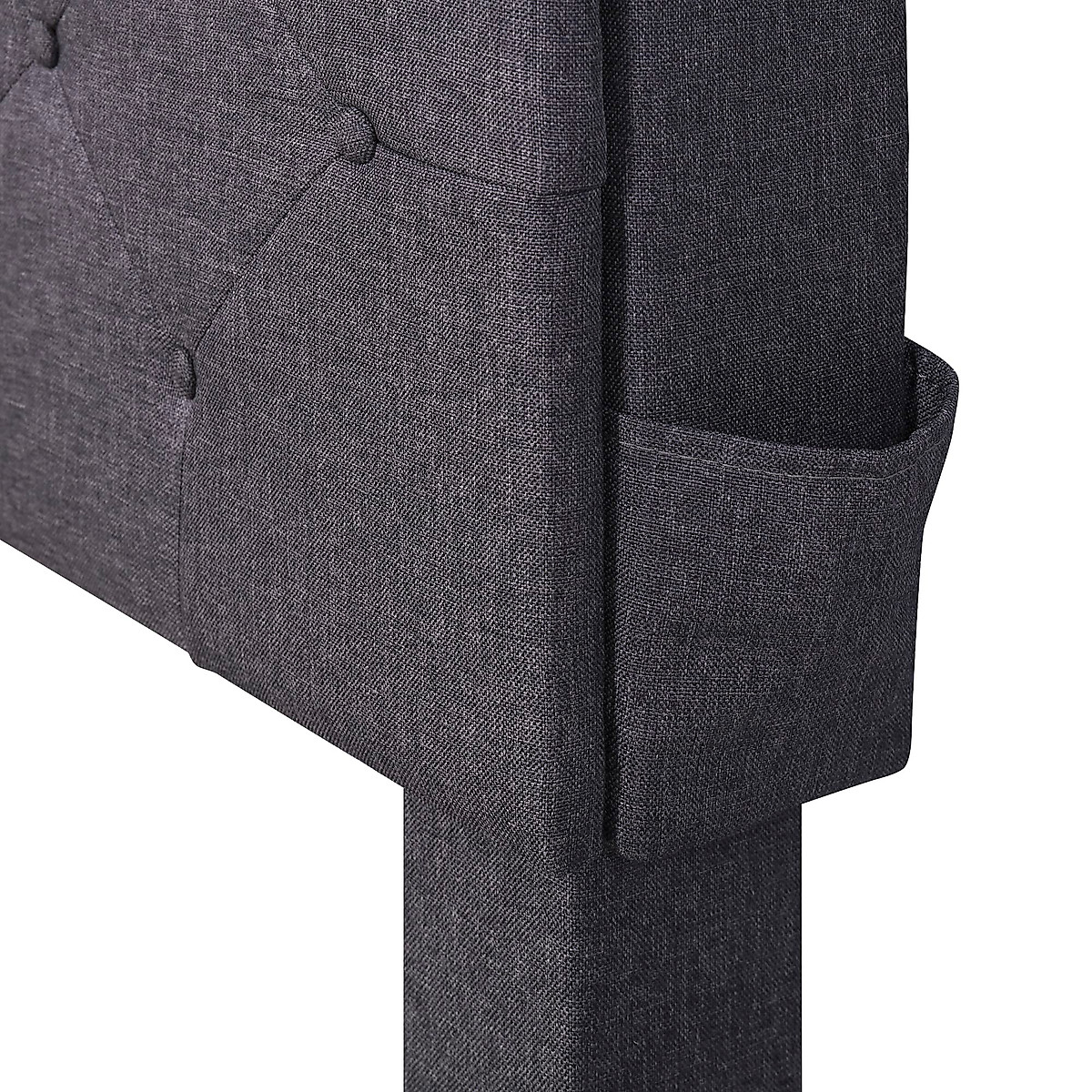 Harper & Bright Designs Queen Bed with Storage Headboard, LED, USB Charging and 2 Drawers, Linen Fabric Upholstered Platform Bed Wood Frame, No Box Spring Needed (Queen Size, Dark Gray)