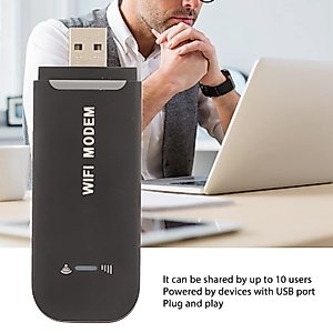 4G USB WiFi Adapter, 4G Mobile WiFi Router Portable Wireless Network Adapter, USB Powered Travel WiFi Hotspot 4G LTE Router, Supports 10 Device Connections