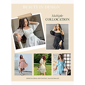 Dokotoo Women's Square Neck Off The Shoulder Dresses Lantern Sleeve Tie Backless Sexy Dresses Ruffle A-Line Casual Dress Shirred Elastic Waist Pink Dress for Women Medium