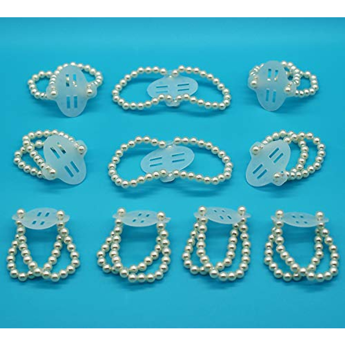 Yokoke Set of 10 Elastic Pearl Wrist Corsage Bands DIY Flower Hand Corsages Bracelets Accessories for Wedding Festival Beach Party Prom (White B)