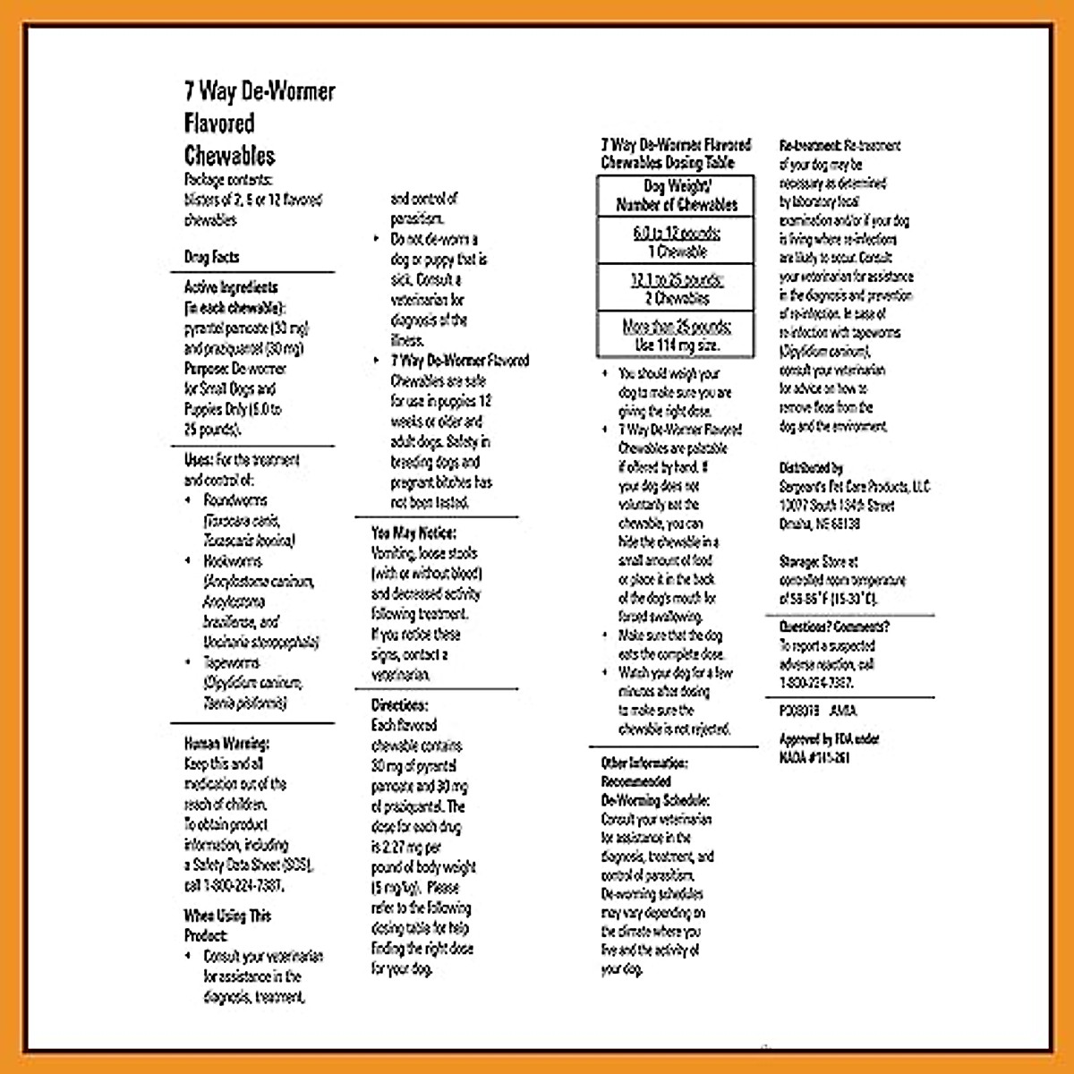 SENTRY HC WORM X PLUS 7 Way De-Wormer (pyrantel pamoate/ praziquantel), for Medium and Large Dogs over 25 lbs, 2 Count