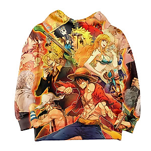 sekwpig Novelty Unisex Anime Hoodie Sweater Realistic 3D HD Printing Cartoon Sweatshirt Cosplay Pullover KHZ-1 M