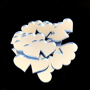 Super Cool Creations Joined Love Hearts Shaped Crafting Mirrors, Set of 10, Many Colours, Shatterproof Acrylic, Green, Pack of 10 x 6cm