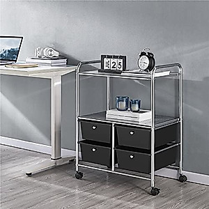 KiLTi Rolling Storage Cart with 4 Drawers & 2 Shelves Storage Trolley On Wheels for Home Office School Salon, Black
