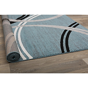 Rugshop Modern Wavy Circles Design Area Rug 6'6" x 9' Blue