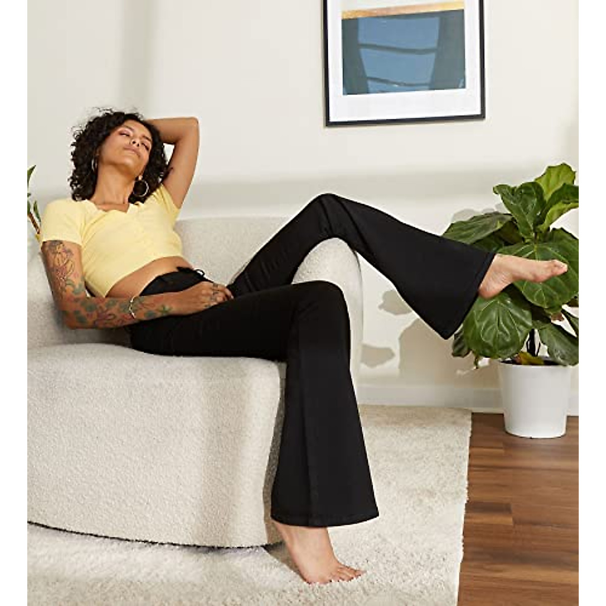 GROTEEN Women's Flare Leggings-Bootcut Yoga Pants for Women High Waisted Workout Bootleg Work Pants Dress Pants Black