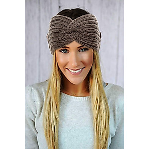 VEEJION 4 Pack Women Knitted Warm Twisted Headbands with Buttons for Face Mask Wide Ear Warmer Headwrap Hair Accessories for Outdoor Sports Running