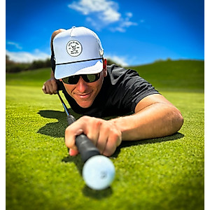 BRIMZ Golf Performance Hat - Breathable Sweat & Water Resistant Golfing Snapback Cap with Tee Holder & Magnetic Ball Marker (White)