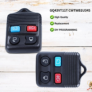 Car Keyless Entry Remote Key Fob Replacement fits for Ford Mustang Focus Expedition Explorer Taurus Fusion Escape, Mercury P/N: CWTWB1U345 GQ43VT11T 315Mhz (Set of 2)