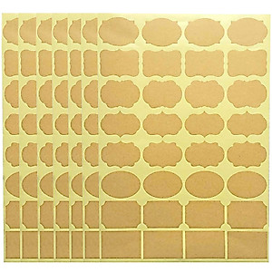 Remarkable Fancy Shape Kraft Paper Stickers Labels for Essential Oil Bottle Food Jars,Herb Jars, Spice Jars (7 Sheets)