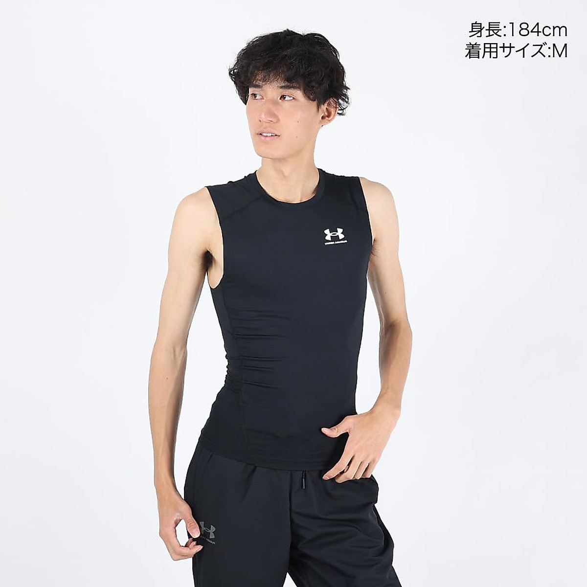 Under Armour Men's Armour HeatGear Compression Sleeveless T-Shirt , Black (001)/White, Medium