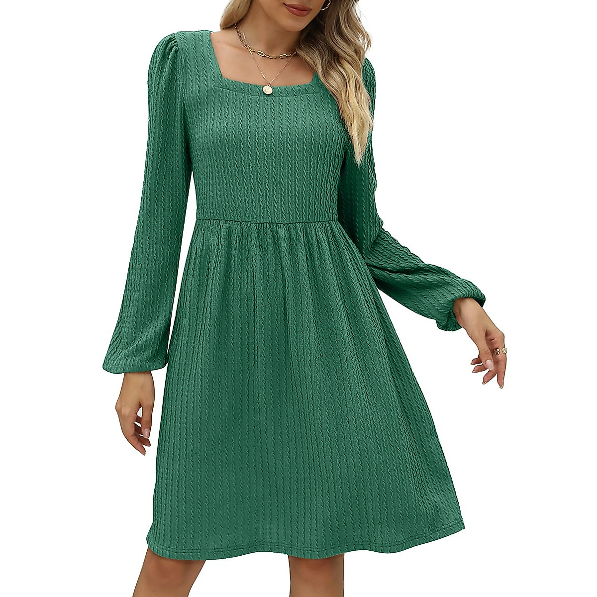 Green Dresses for Women Christmas Party Sweater Dress for Teen Girls L